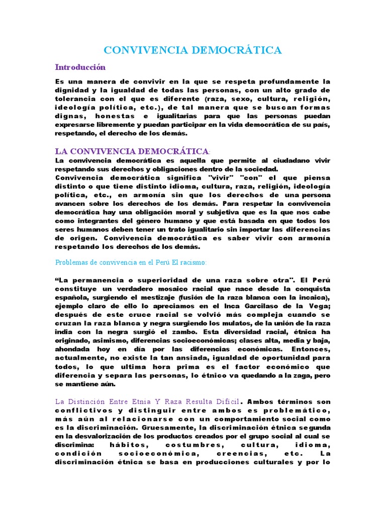 Convivencia Democrática | PDF | Tolerancia | Democracia