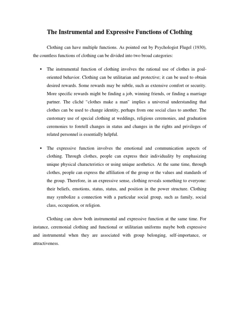 Functions of Clothing | PDF | Career & Growth