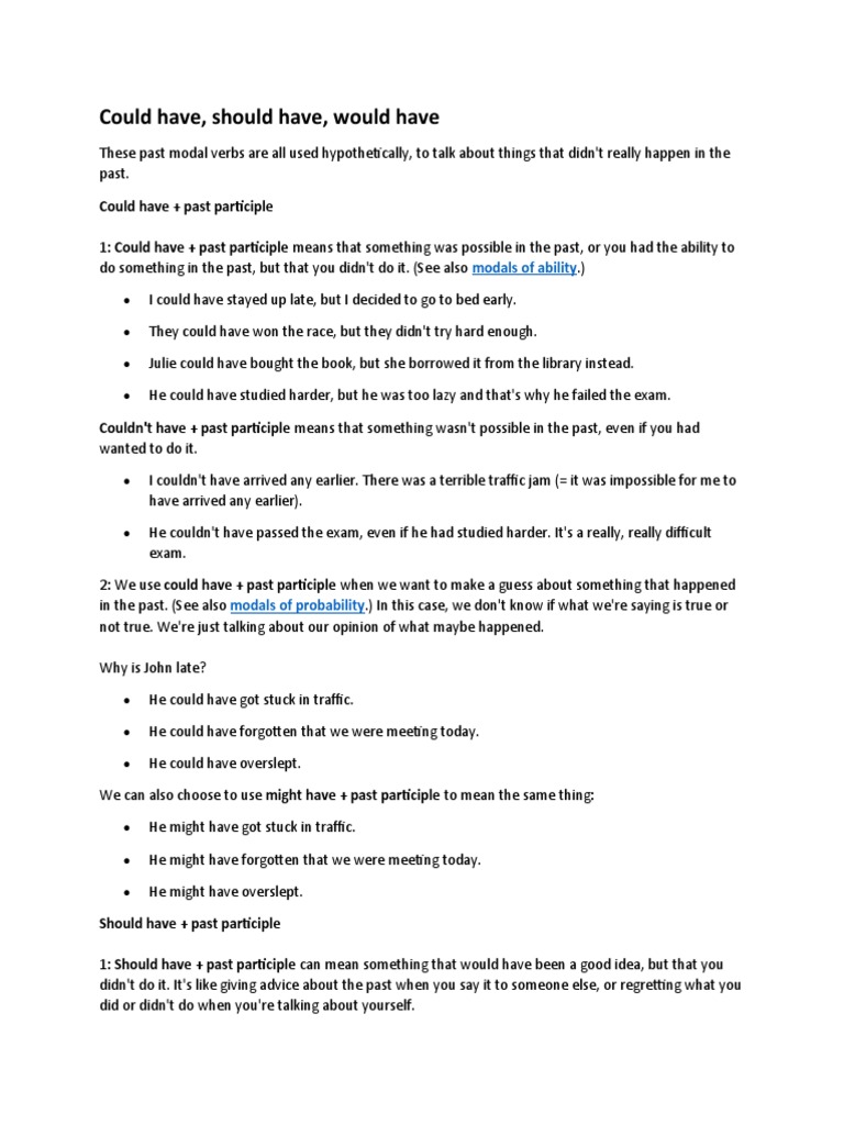 Could Have, Should Have, Would Have | PDF | Morphology | Grammar
