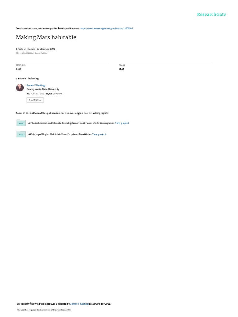 Making Mars Habitable | PDF