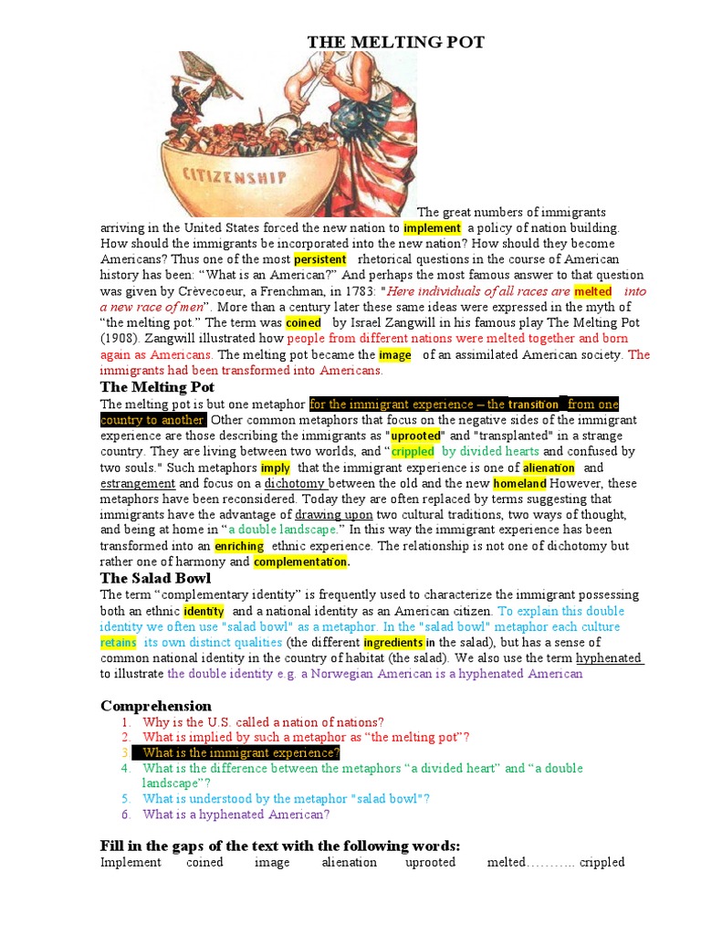 The Melting Pot | PDF | Metaphor | Critical Theory