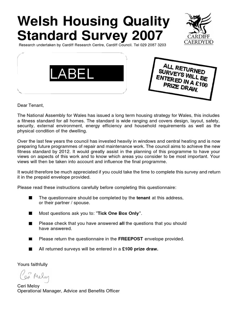 Welsh Housing Quality Survey - 2007 | PDF | Race And Ethnicity In The ...