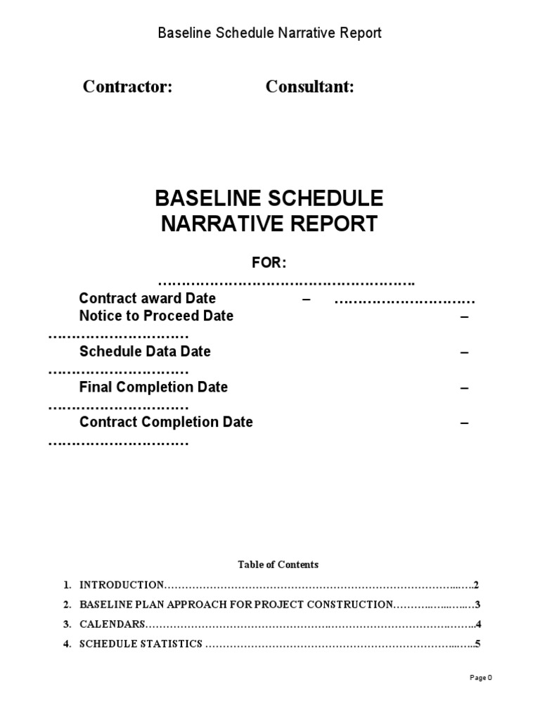 Baseline Schedule Narrative Report PDF | PDF | Business