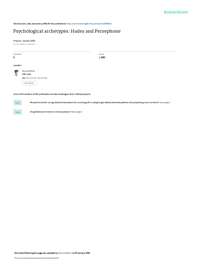 Psychological Archetypes: Hades and Persephone: January 2020 | PDF ...