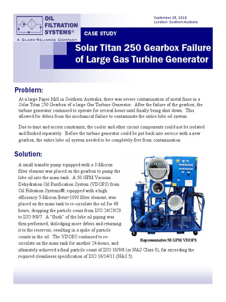 Gearbox Failure of Large Gas Turbine Generator Case Study | PDF ...