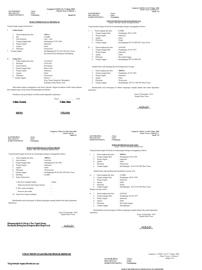 Surat N1.N2.N3, N4 (Nikah) | PDF