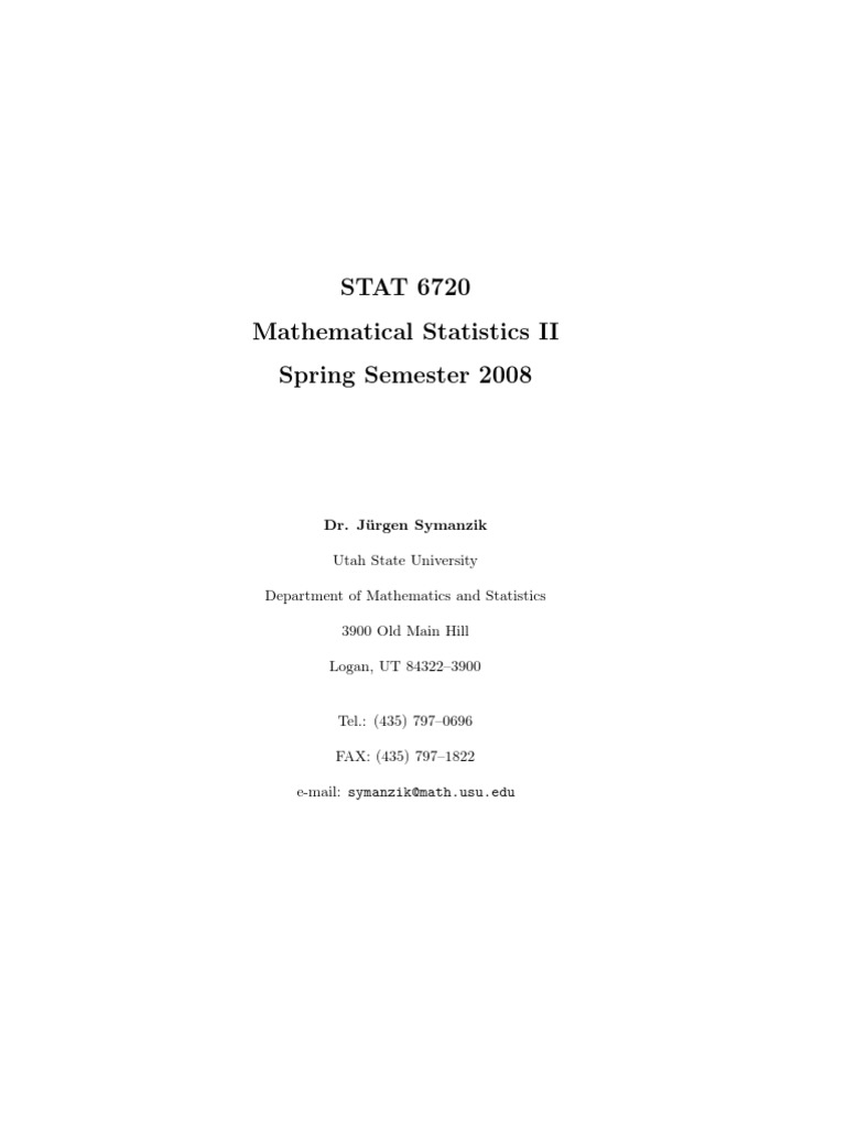 Mathematical Statistics Ii Syllabus Pdf Estimation Theory Statistical Inference