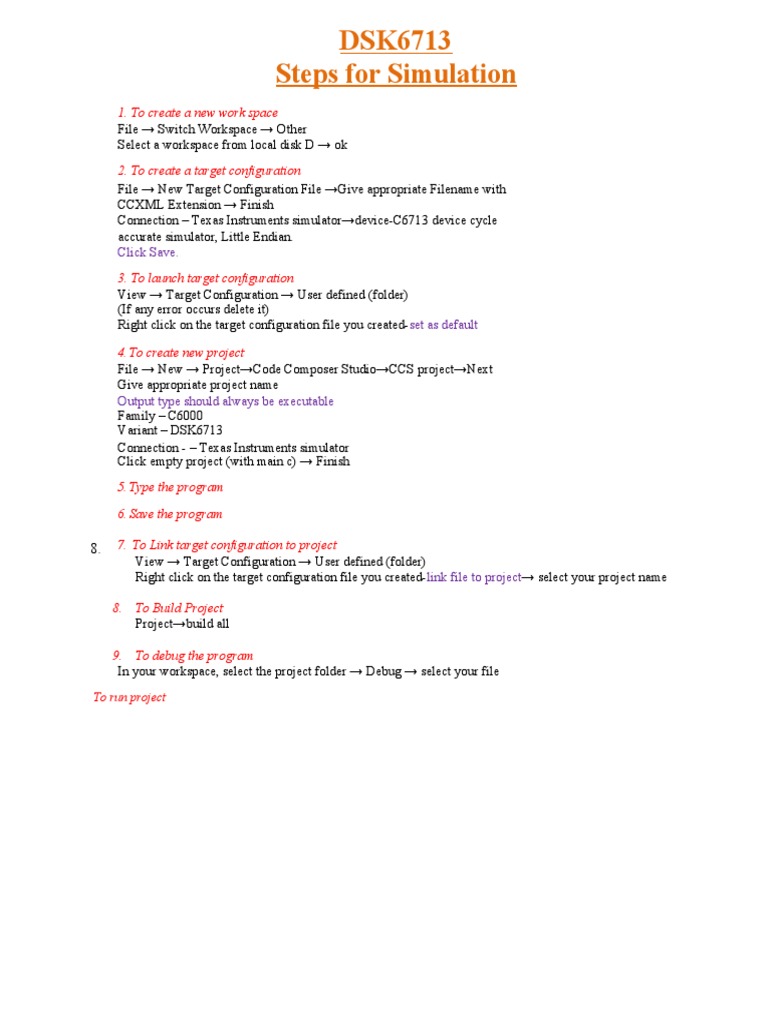 Steps For Simulation DSK6713 | PDF | Computers