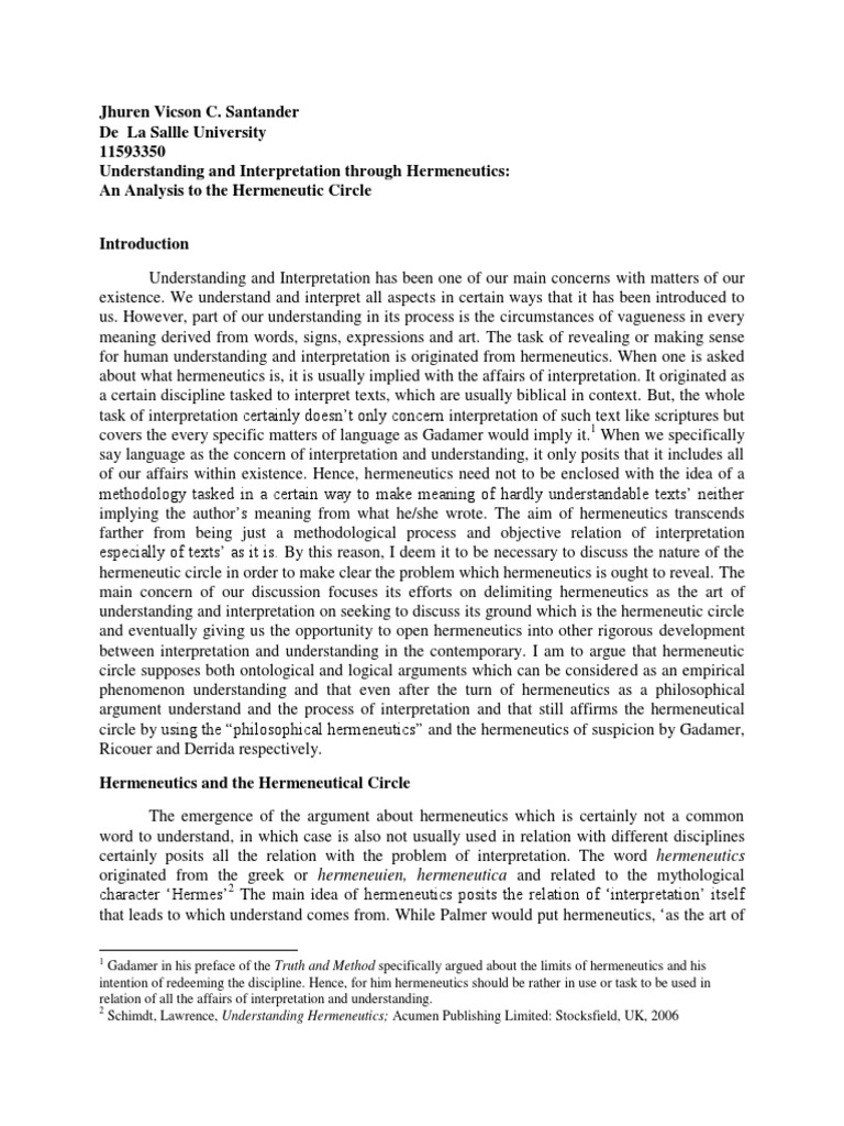 Understanding and Interpretation Through | PDF | Hermeneutics | Martin ...