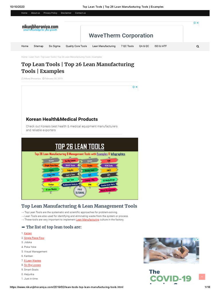 Top Lean Tools - Top 26 Lean Manufacturing Tools - Examples | PDF ...