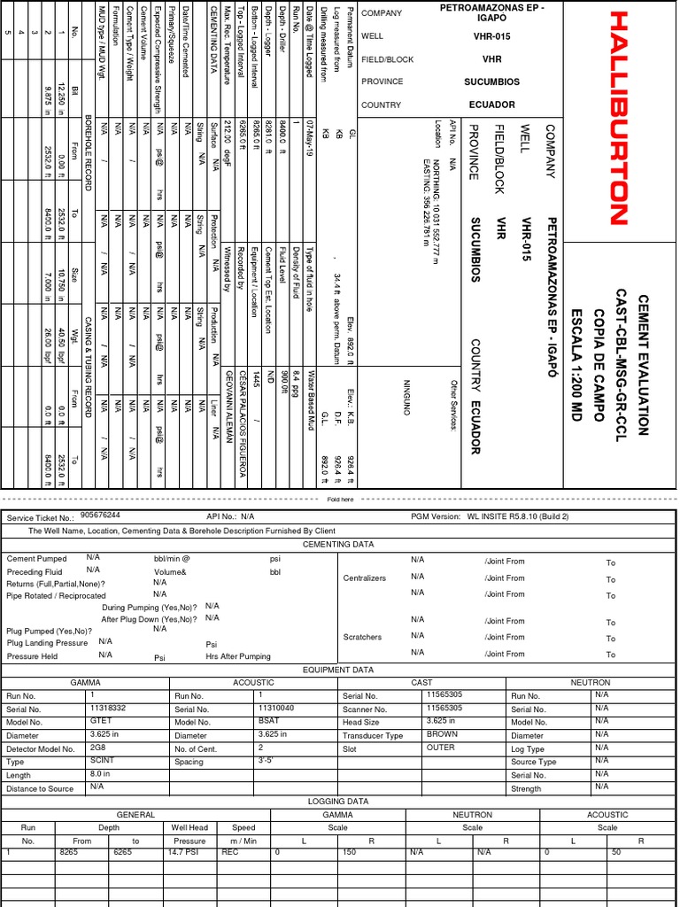 Cement Evaluation | PDF | Image Scanner | Casing (Borehole)