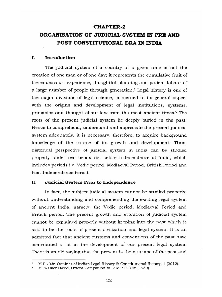Organisation of Judicial System in Pre and Post Constitutional Era in ...