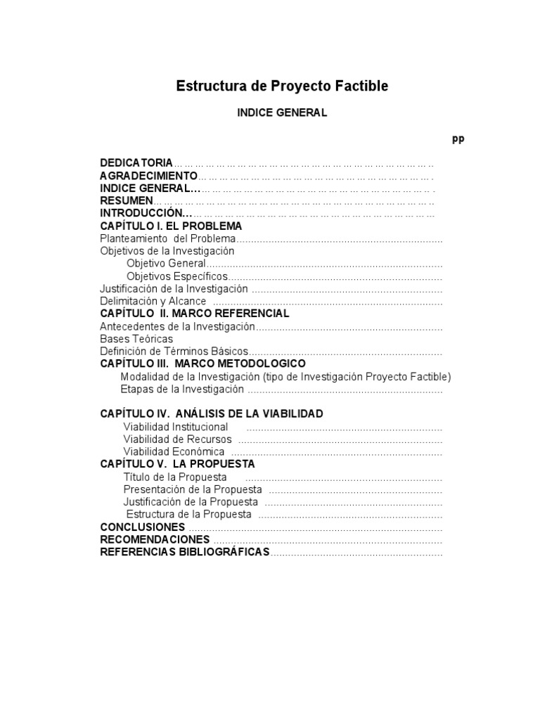 Estructura de Tesis Proyecto Factible | PDF