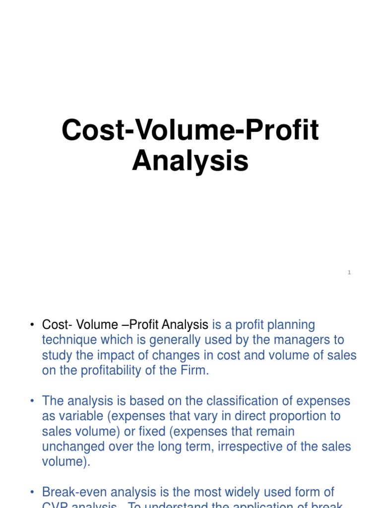 Cost-Volume-Profit Analysis | PDF | Financial Accounting | Management ...