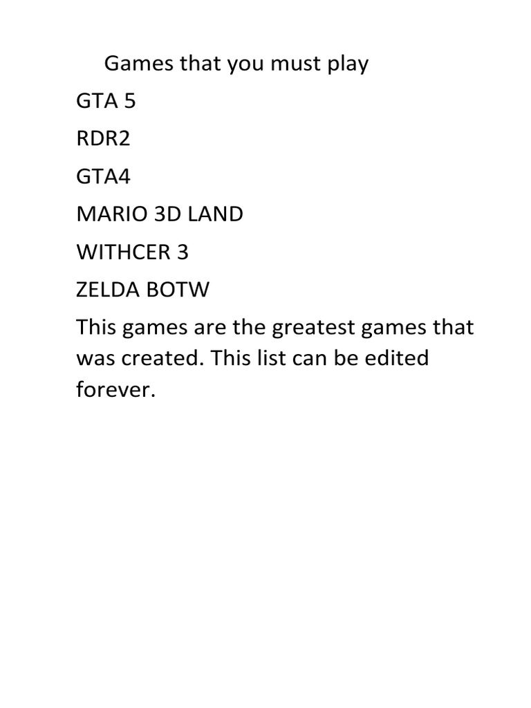 My Top Best Games Ever Created | PDF