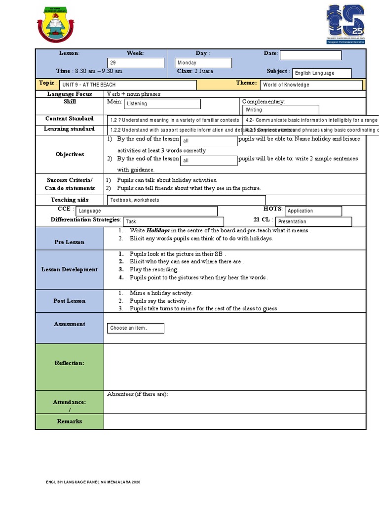 English Language Panel SK Menjalara 2020 | PDF | English Language | Word