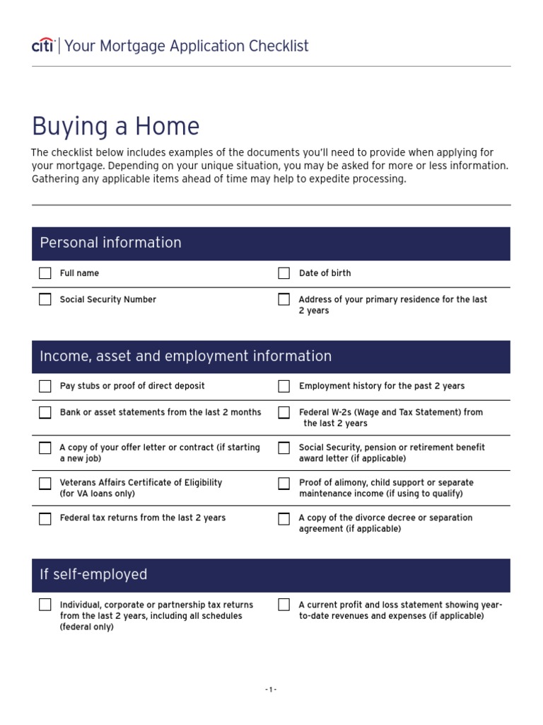 Buying A Home: Your Mortgage Application Checklist | PDF | Mortgage ...