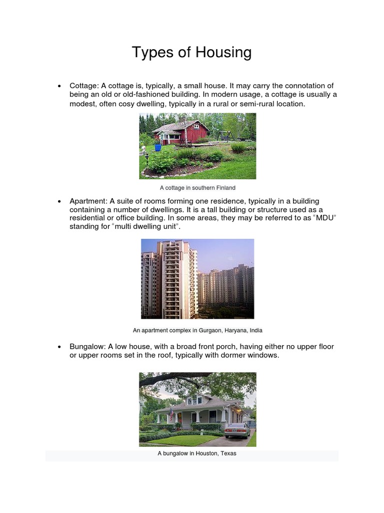 Types of Housing | PDF | Single Family Detached Home | Building