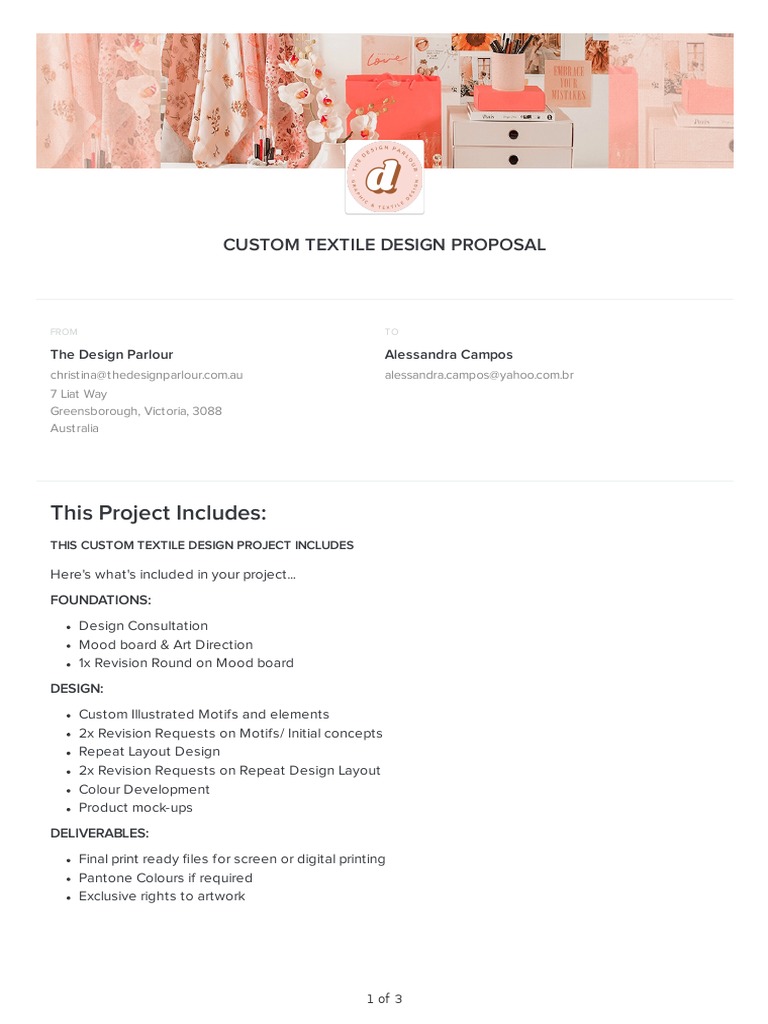 Custom Textile Design Proposal | PDF | Design | Business