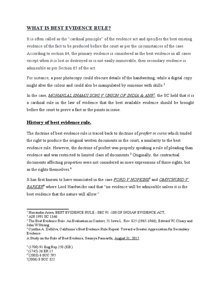 What Is Best Evidence Rule? | PDF | Evidence | Evidence (Law)