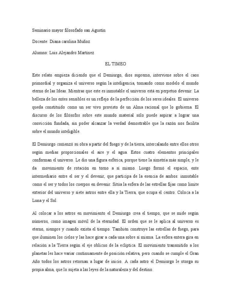 El Timeo | PDF | Metafísica | Science