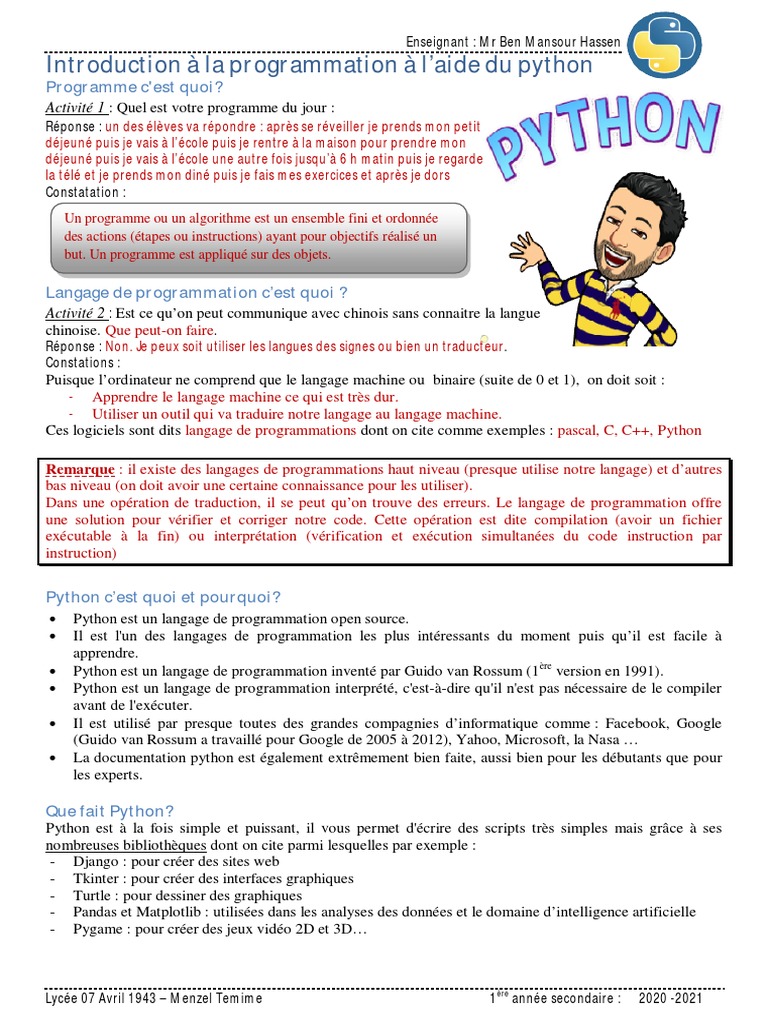 Tp1 Python Turtle V Hassen 2020 - 2021 Corrigé | PDF | Langage de programmation | Python ...