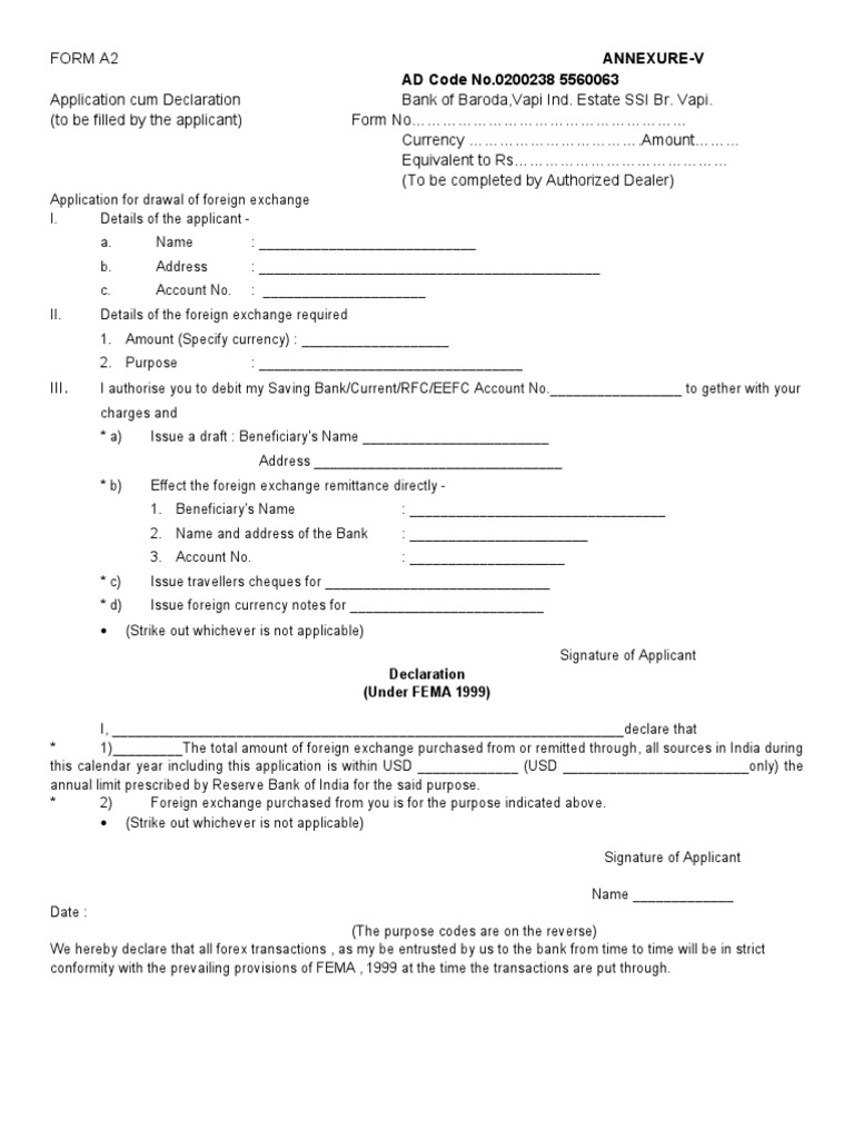 A2 Form | PDF | Foreign Exchange Market | Banks