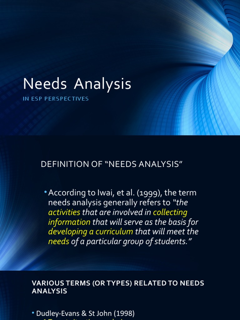 Understanding Needs Analysis in ESP | PDF | Learning | Teachers