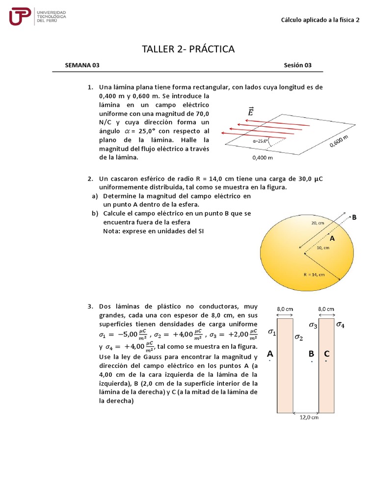 CAF2 - S03.s3 - Taller 03 - 2020 PDF | PDF | Campo eléctrico | Electrón CAF2 - S03.s3 - Taller 03 - 2020 PDF | PDF | Campo eléctrico | Electrón