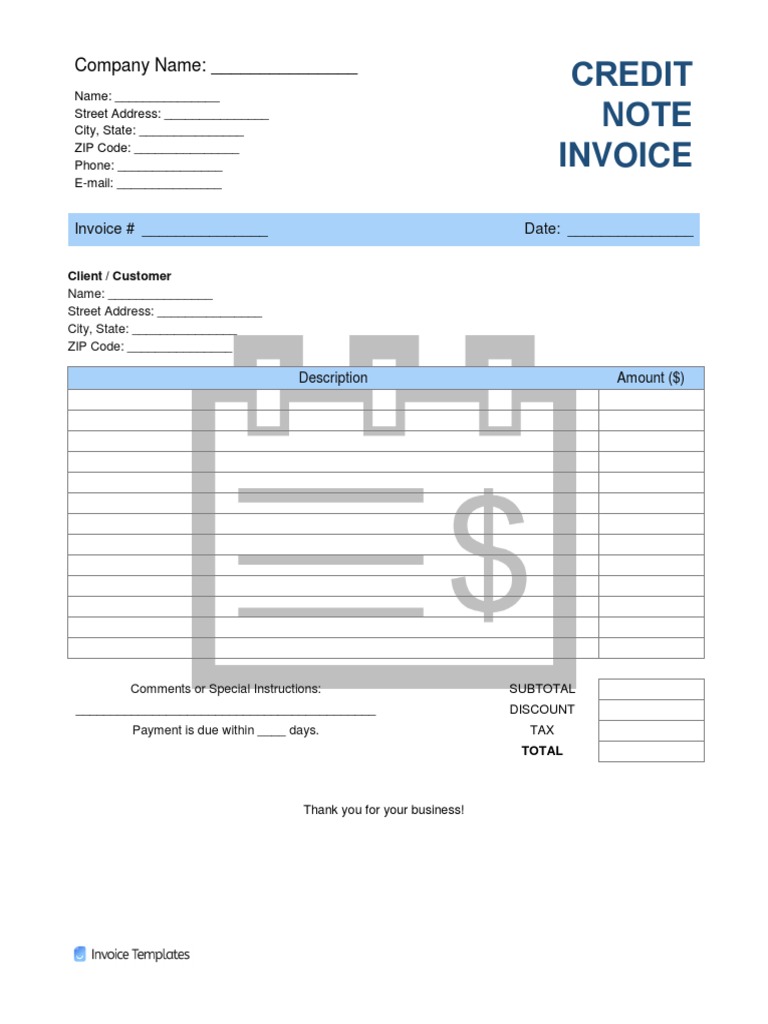 Credit Note Invoice Template | PDF | Finance & Money Management