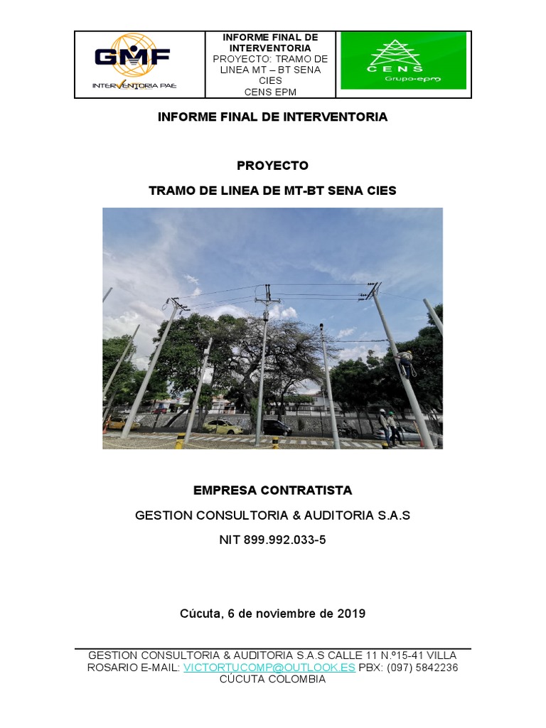Informe Final de Interventoria 1 | PDF | Electricidad | Energia electrica