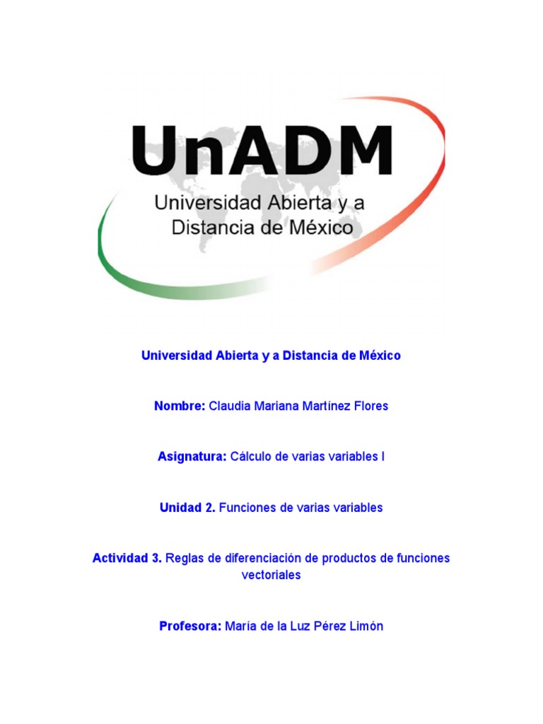 MCVV1 U2 A3 CLMF | PDF | Derivado | Cálculo