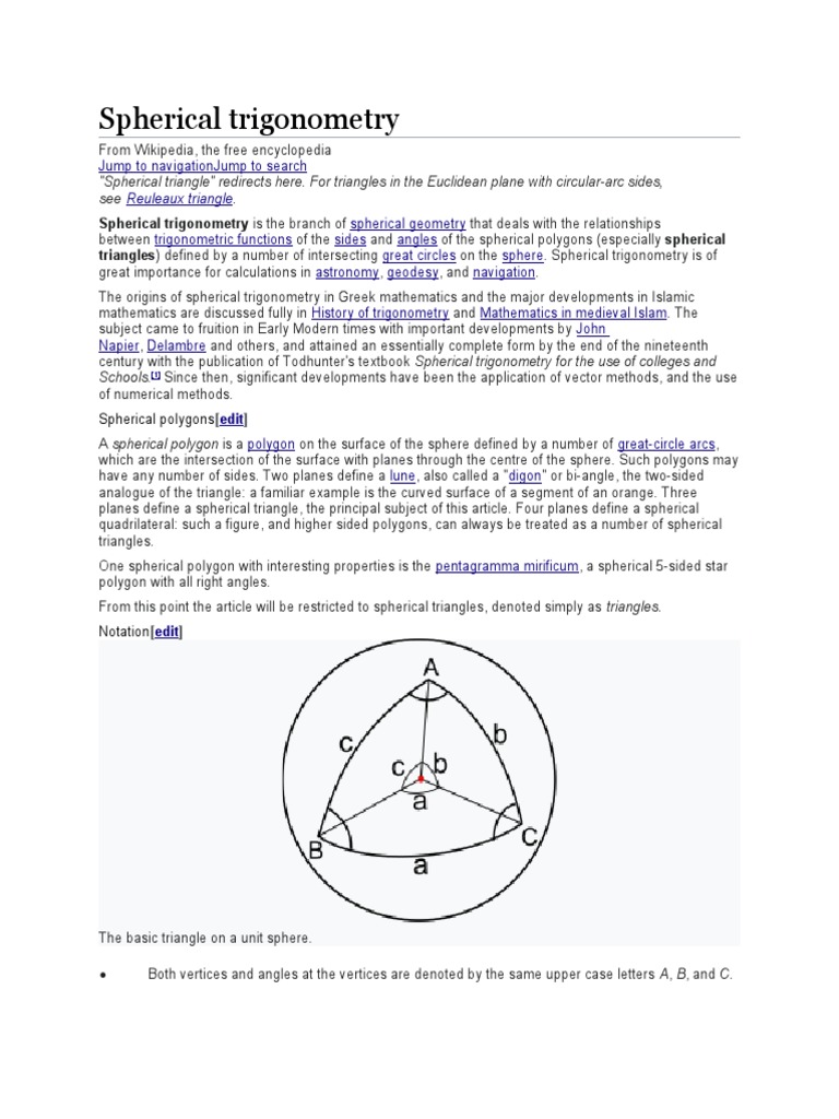 Spherical Trigonometry: Reuleaux Triangle | PDF | Trigonometric ...
