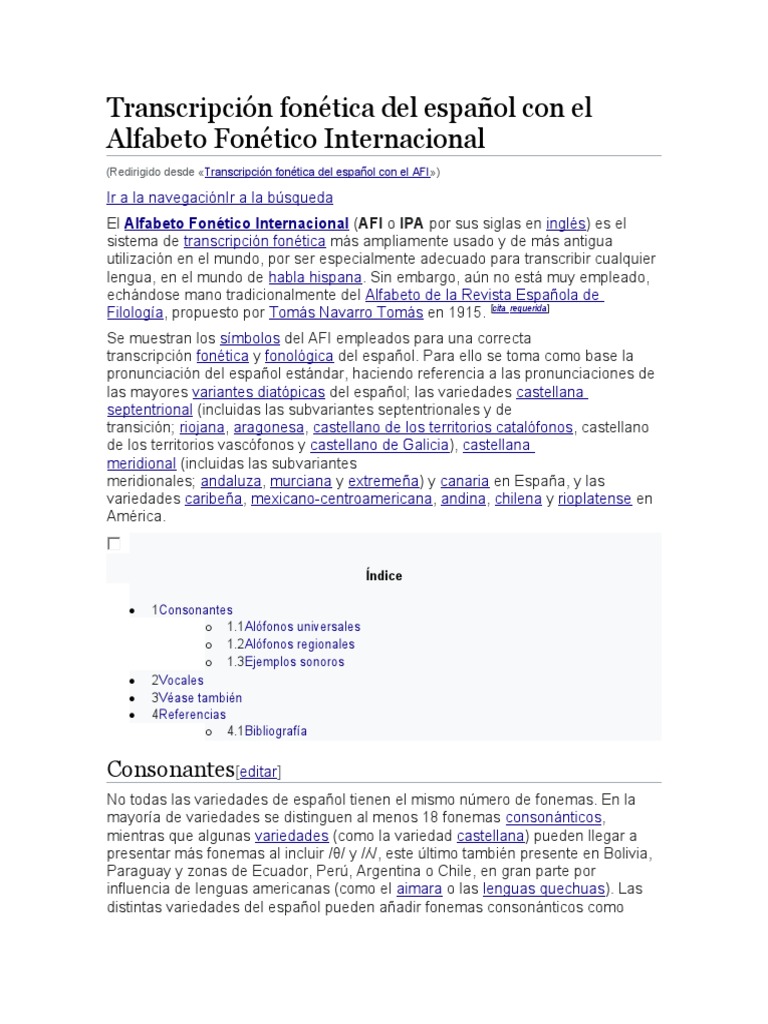 Transcripción Fonética Del Español Con El Alfabeto Fonético ...