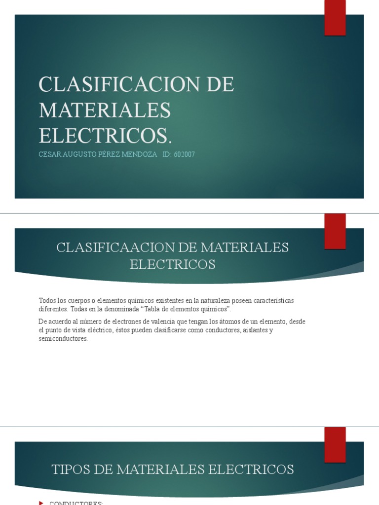 Clasificacion de Materiales Electricos | PDF