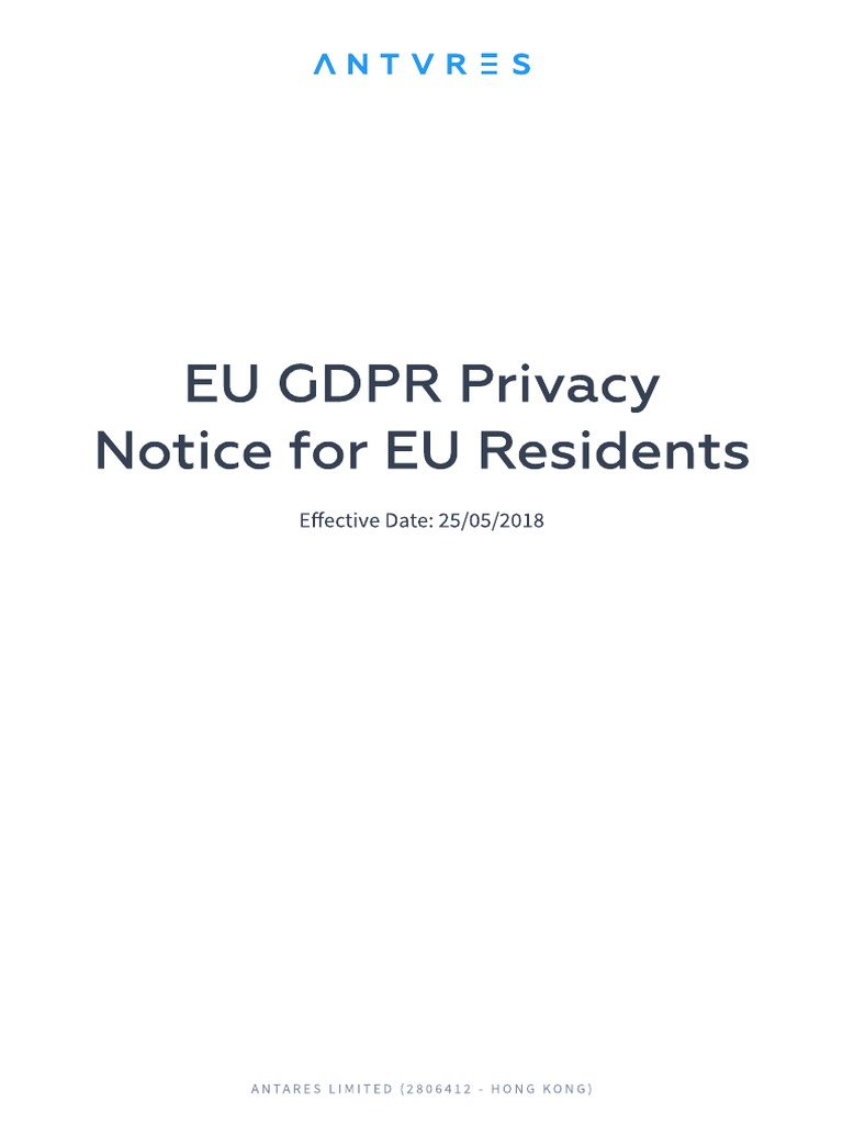 EU GDPR Privacy Notice For EU Residents: Effective Date: 25/05/2018 ...