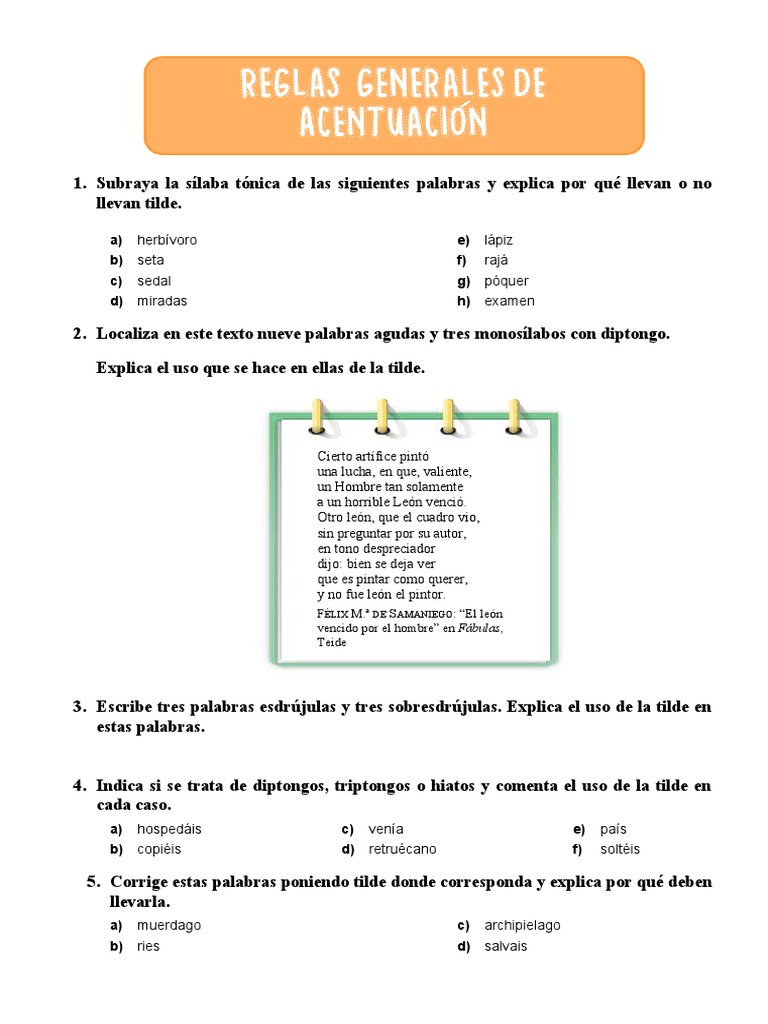 Reglas Generales de Acentuación | PDF