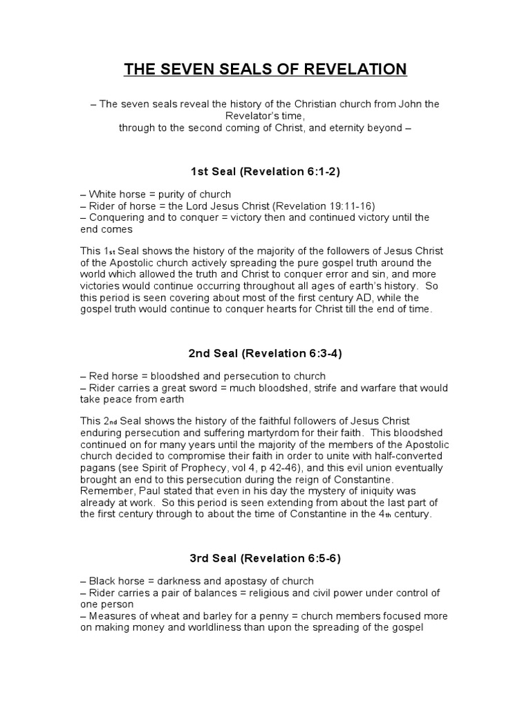 Understanding the Seven Seals of Revelation | PDF | Christian Church | Pope