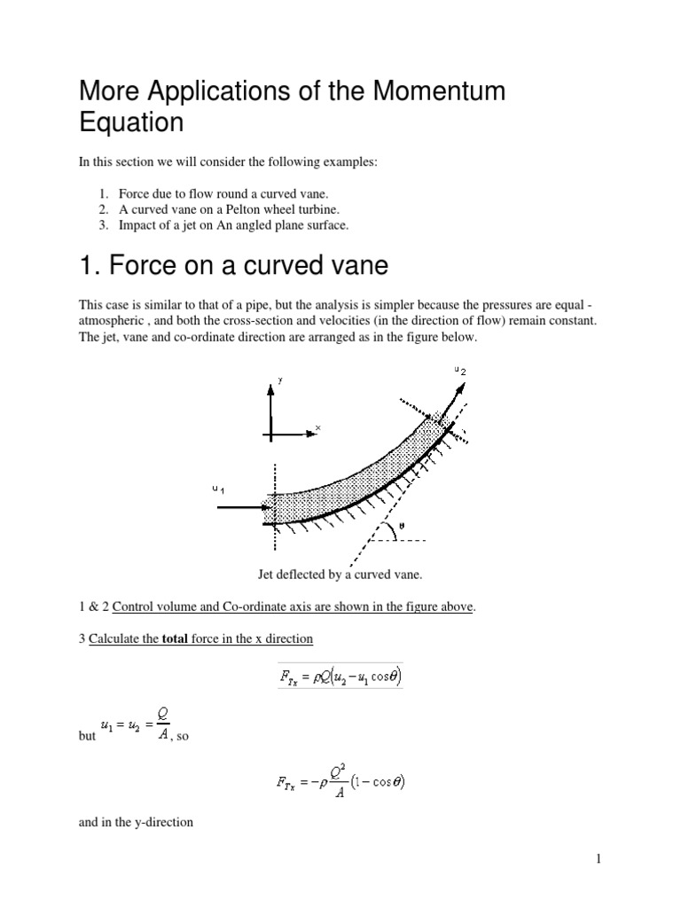 More Applications of Momentum - 2 | PDF | Force | Turbine