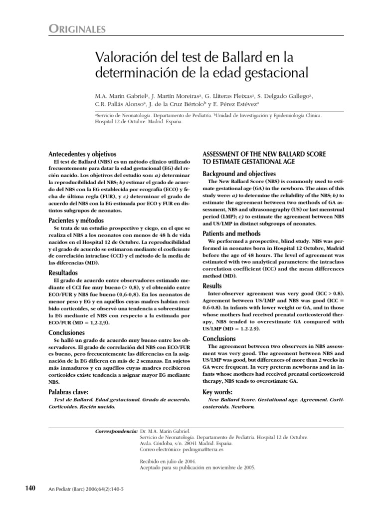 Valoración Del Test de Ballard | PDF | Infantes | Especialidades Medicas