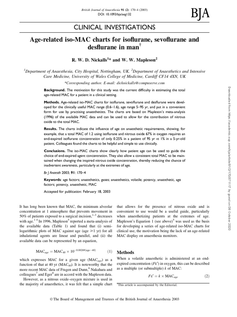 Age-Related iso-MAC Charts For Iso Urane, Sevo Urane and Des Urane in ...