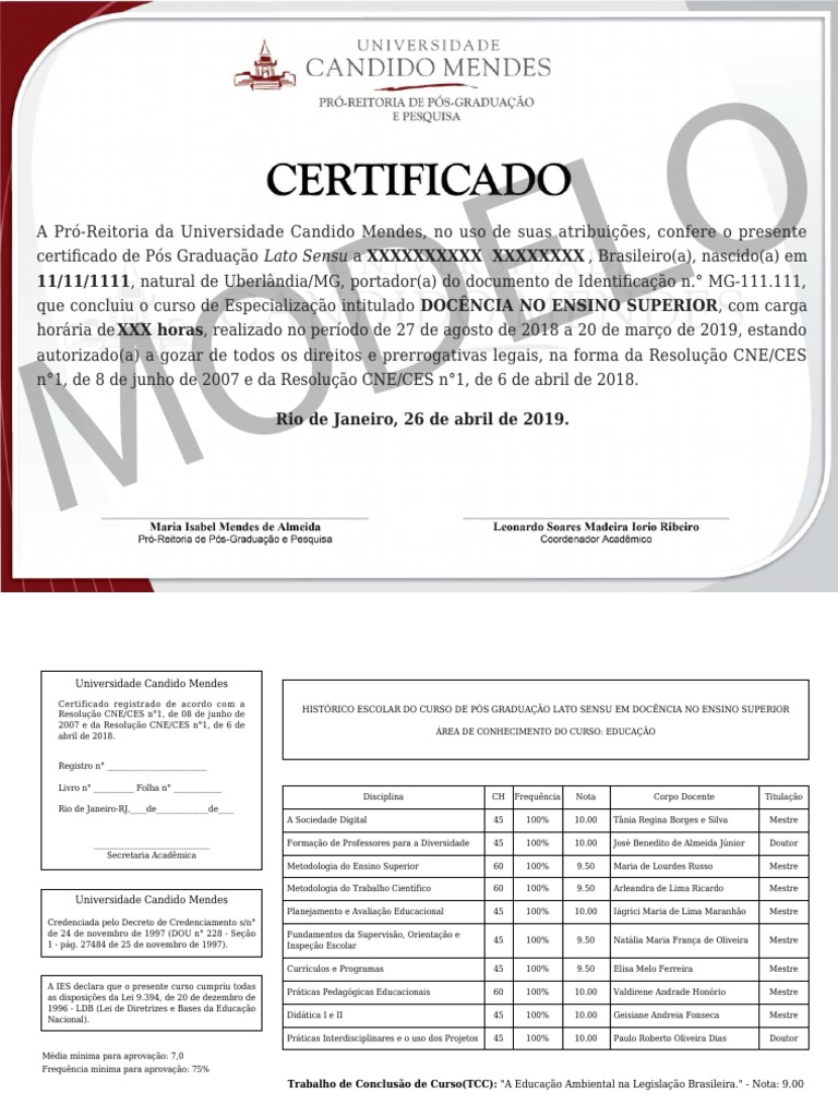 MODELO CERTIFICADO UCAM - Compressed PDF | PDF | Pós-graduação ...