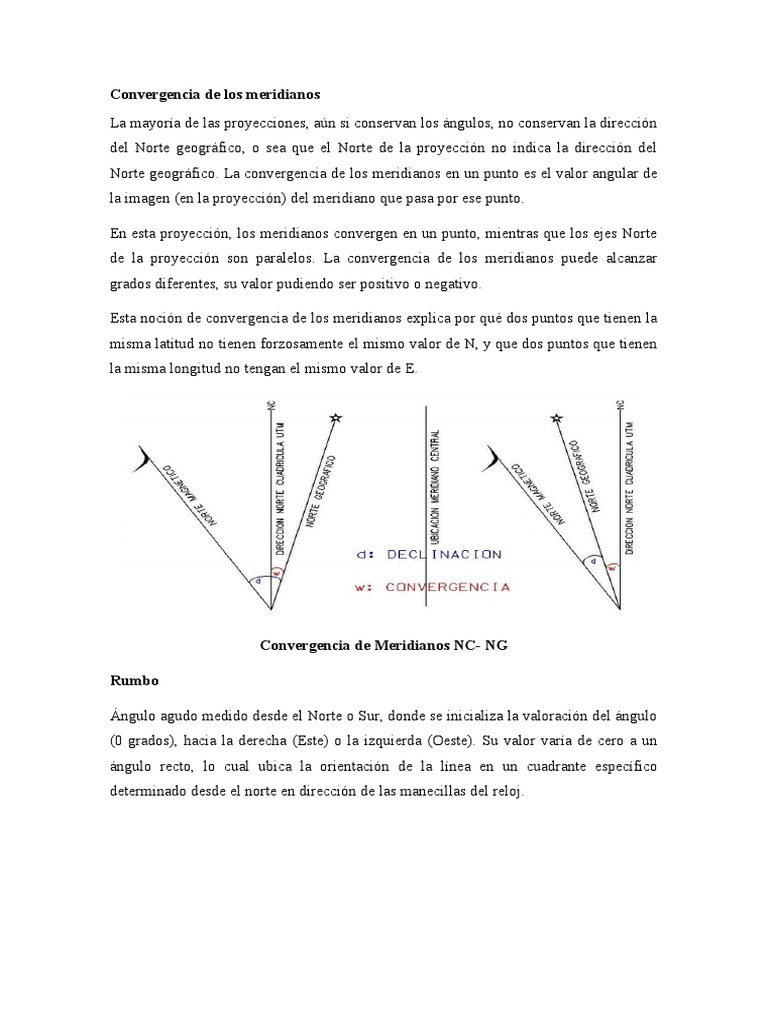 Convergencia de Meridianos en Proyecciones | PDF | Azimut | Navegación