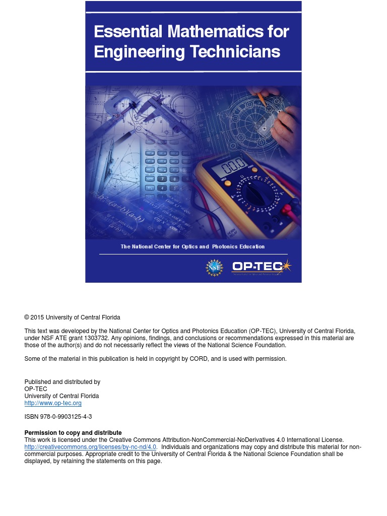 Essential Mathematics For Engineering Technicians Etextbook 2015 PDF ...