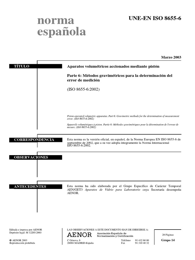 Une - en - Iso - 8655 - 6 - 2003 Ok PDF | PDF | Volumen | Medición