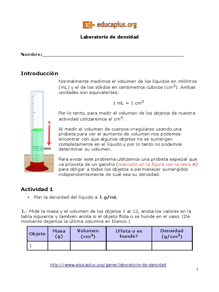 Densidad y Flotabilidad en Objetos | PDF | Densidad | Volumen