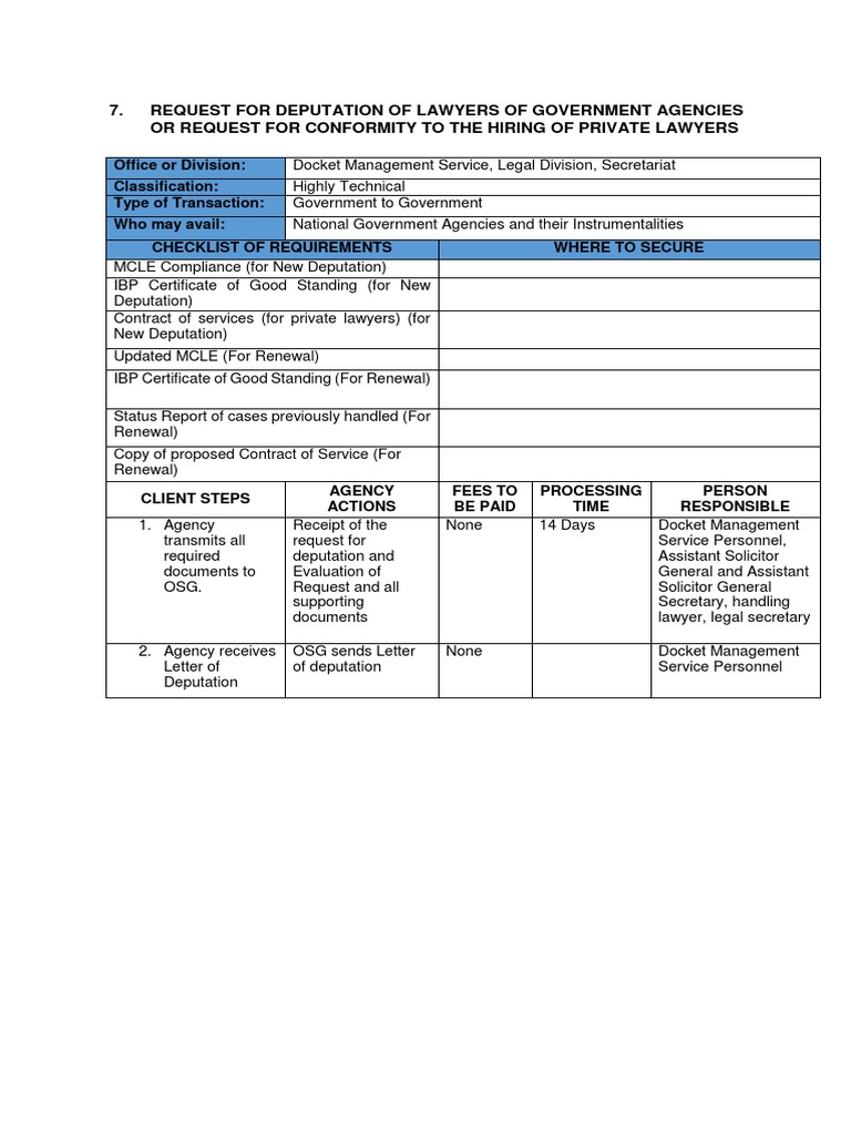 OSG Form For Deputization | PDF