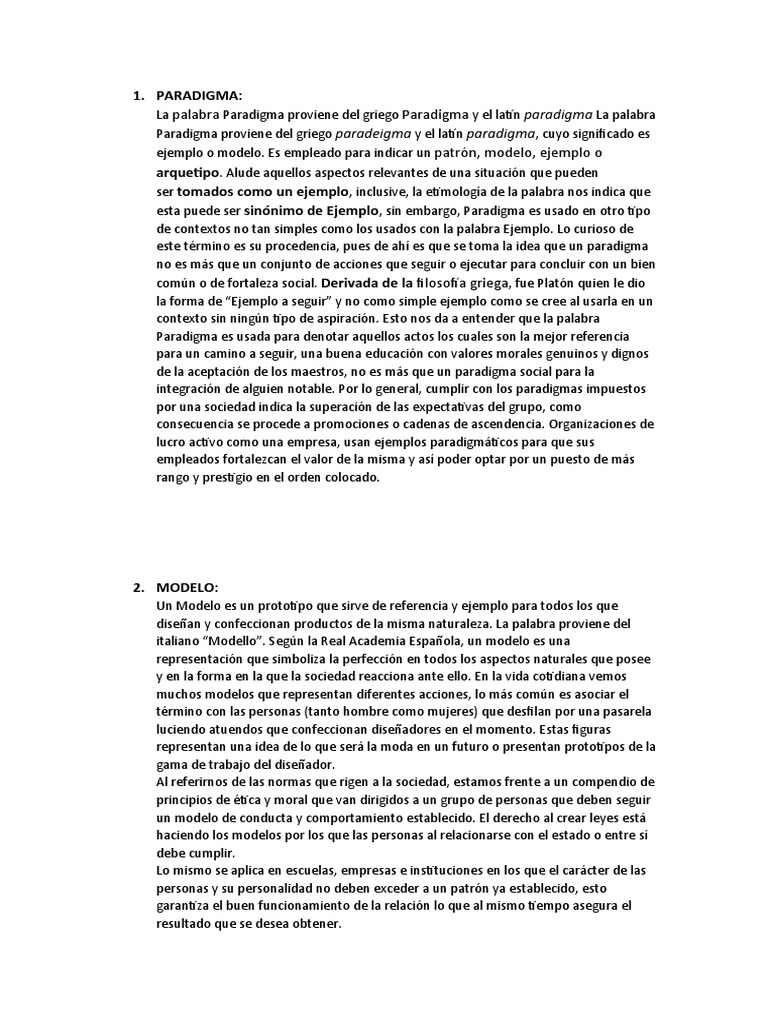 Diferencias y similitudes: paradigma y modelo | PDF | Paradigma ...