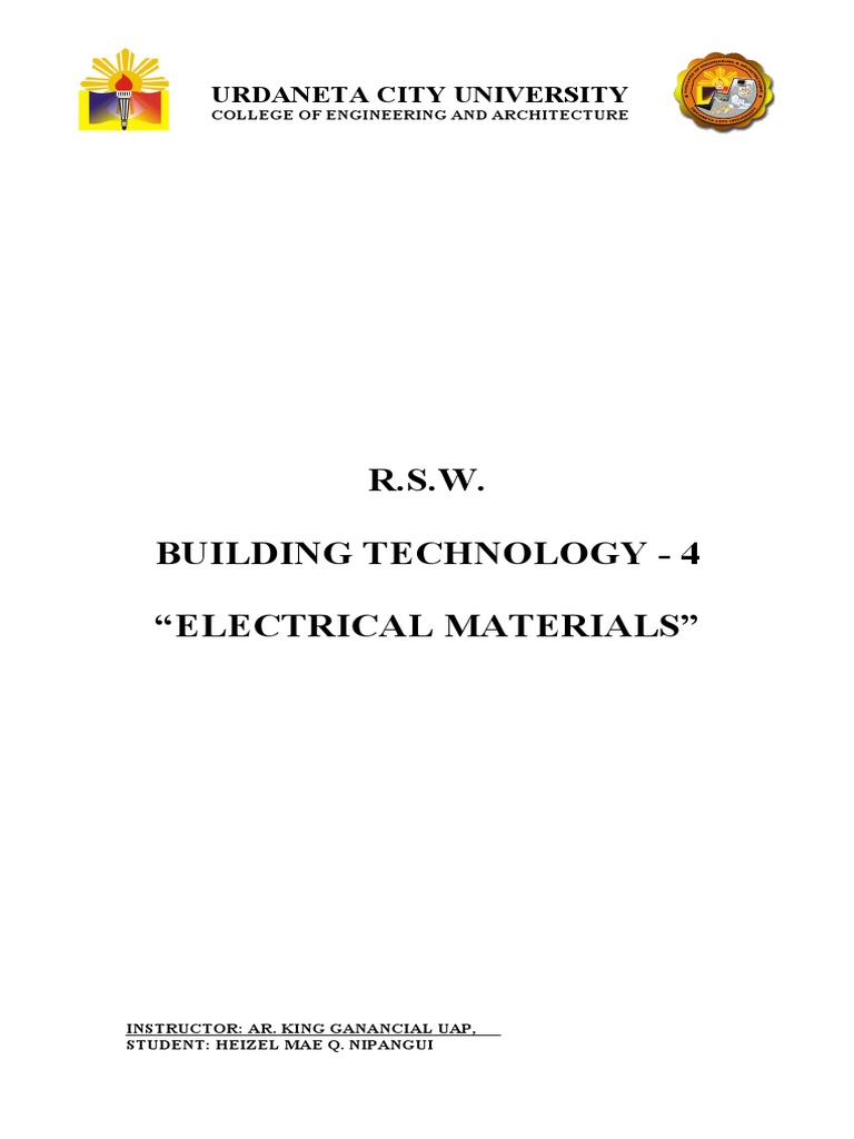 R.S.W. Building Technology - 4 "Electrical Materials": Urdaneta City ...