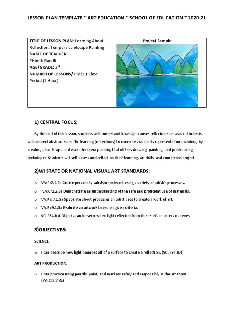 Landscape Reflections in Art Class | PDF | Lesson Plan | Paintings